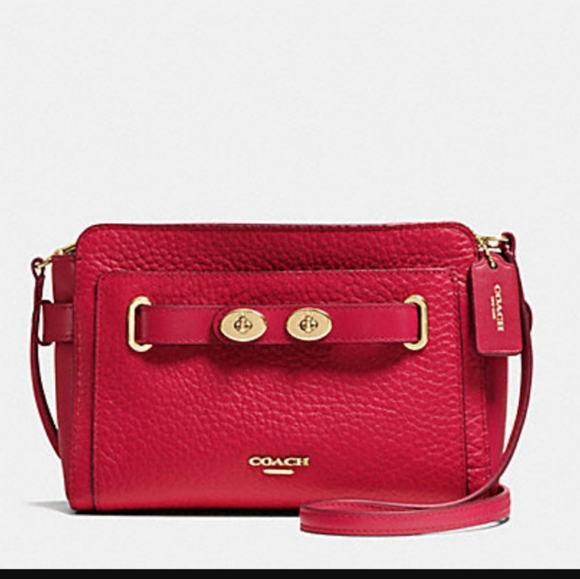 Coach | Bags | Coach Blake Crossbody Bag Red Luxe Bubble Leather Gold ...